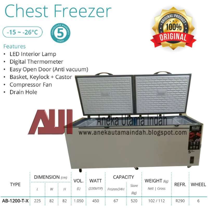 Jual Gea Ab-1200-t-x Chest Freezer Atau Box Pendingin Atau Lemari ...