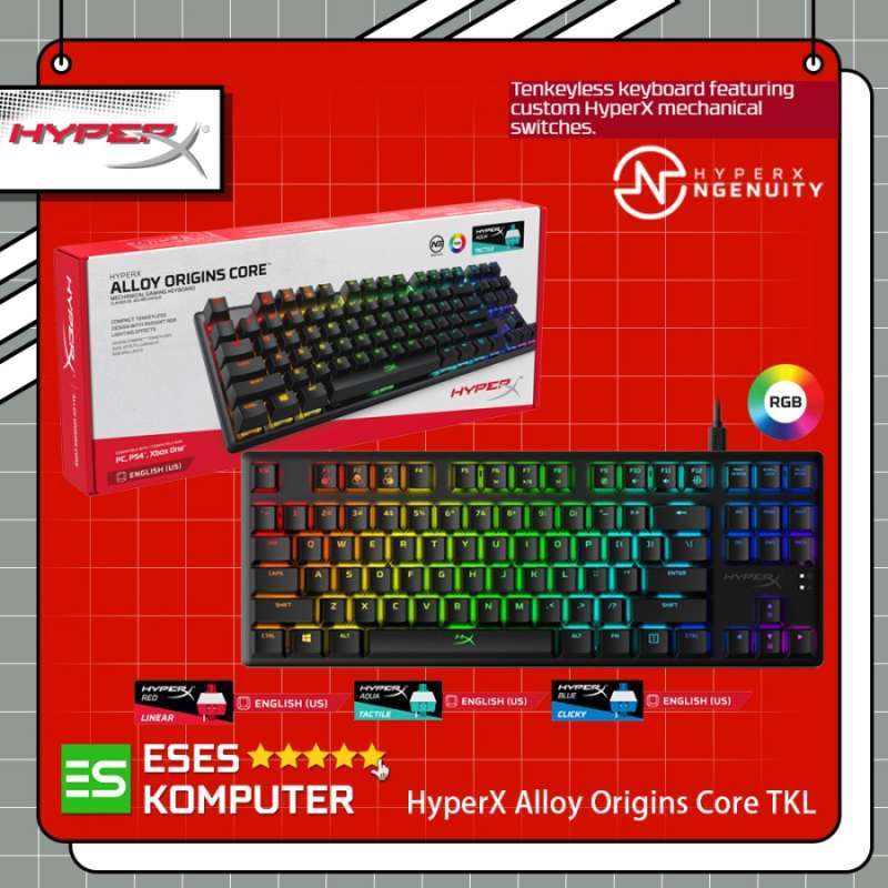 Jual Keyboard HyperX Alloy Origins Core TKL RGB | Keyboard Gaming - Red Switch di Seller ESES ...