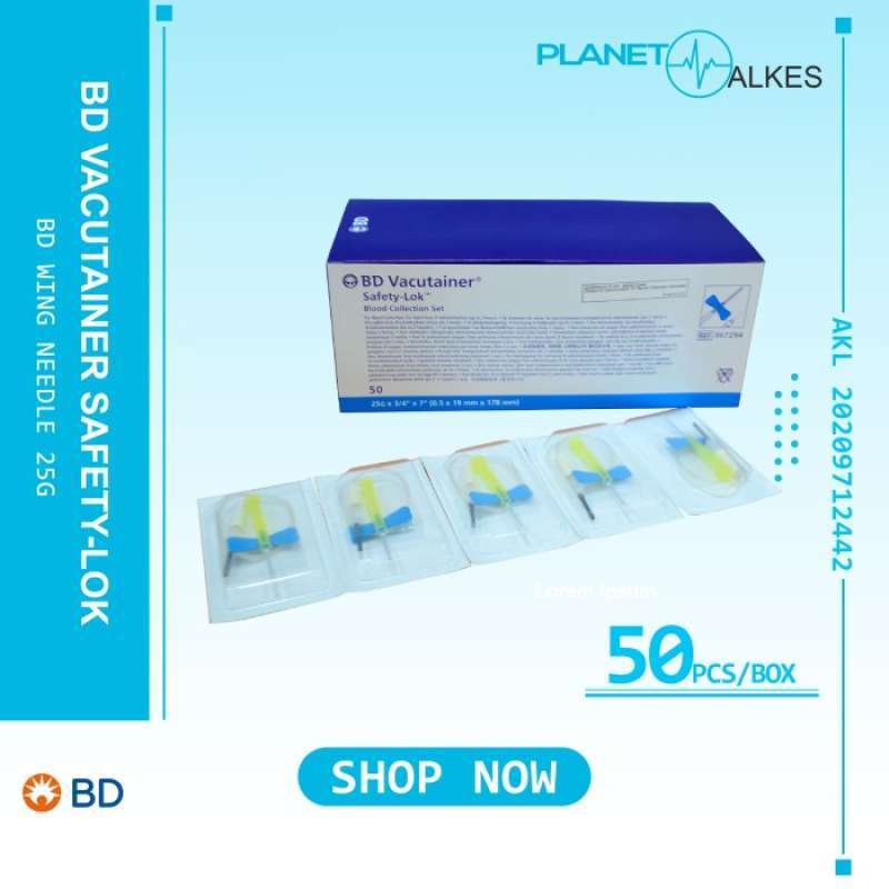 Jual Bd Wing Needle 25g 23g Bd Vacutainer Safety Lok Wing Needle Box Isi 50 Di Seller Nur Nur ...
