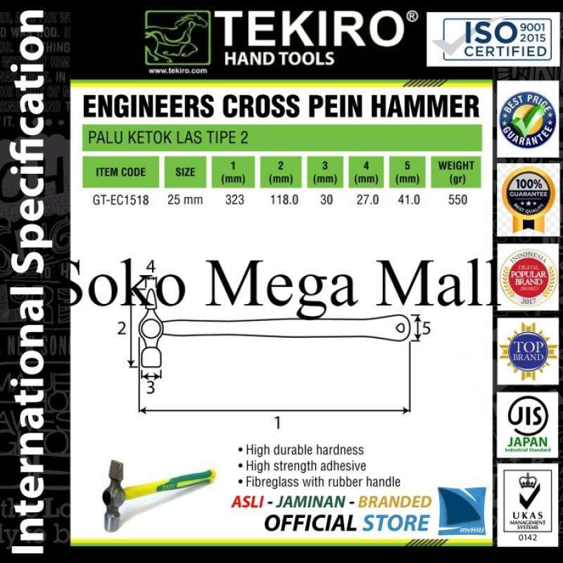 Promo Palu Ketok Las Engineers Cross Pein Hammer Martil Pukul Besi ...