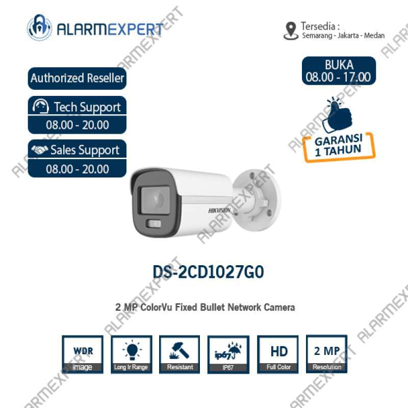 Jual Hikvision 2mp Colorvu Audio Poe Ip Camera Cctv Outdoor Ds-2cd1027g0-luf Di Seller Alarm ...