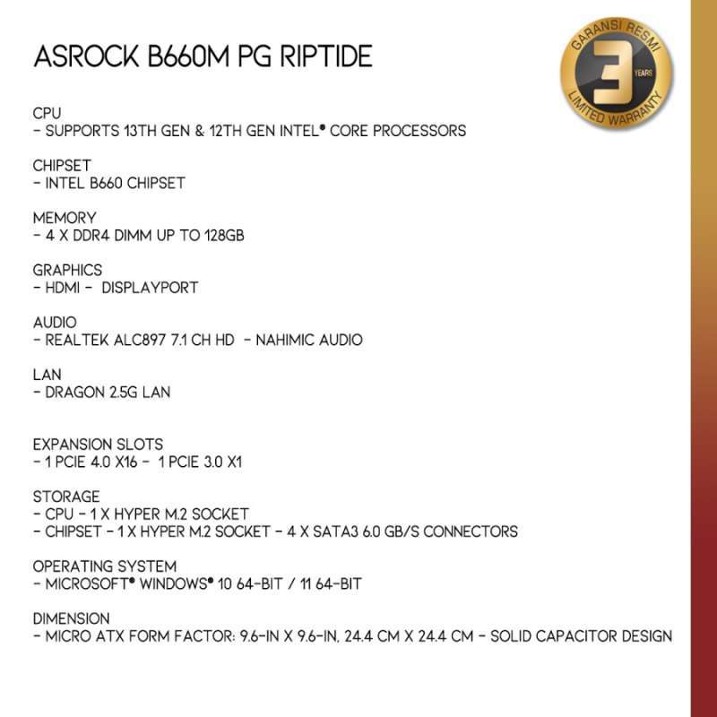 Jual Asrock B660m Pg Riptide | Motherboard Intel B660 Lga 1700 Ddr4 ...