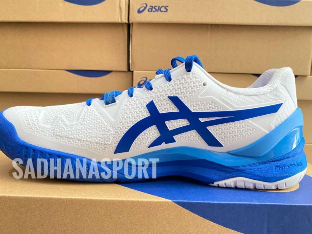Jual Sepatu Tenis Asics Gel Resolution 8 Men White/tuna Blue - 42.5 Di ...
