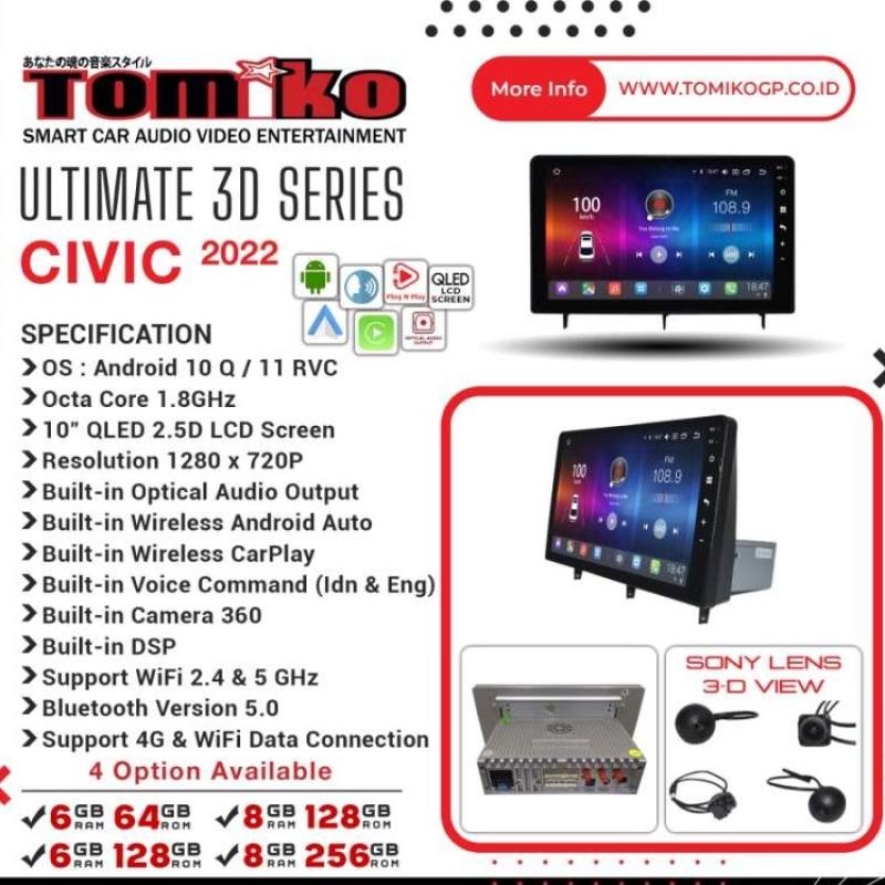 Jual Head Unit Android Tomiko Oem Ultimate 3d Series For New Civic 2022 ...