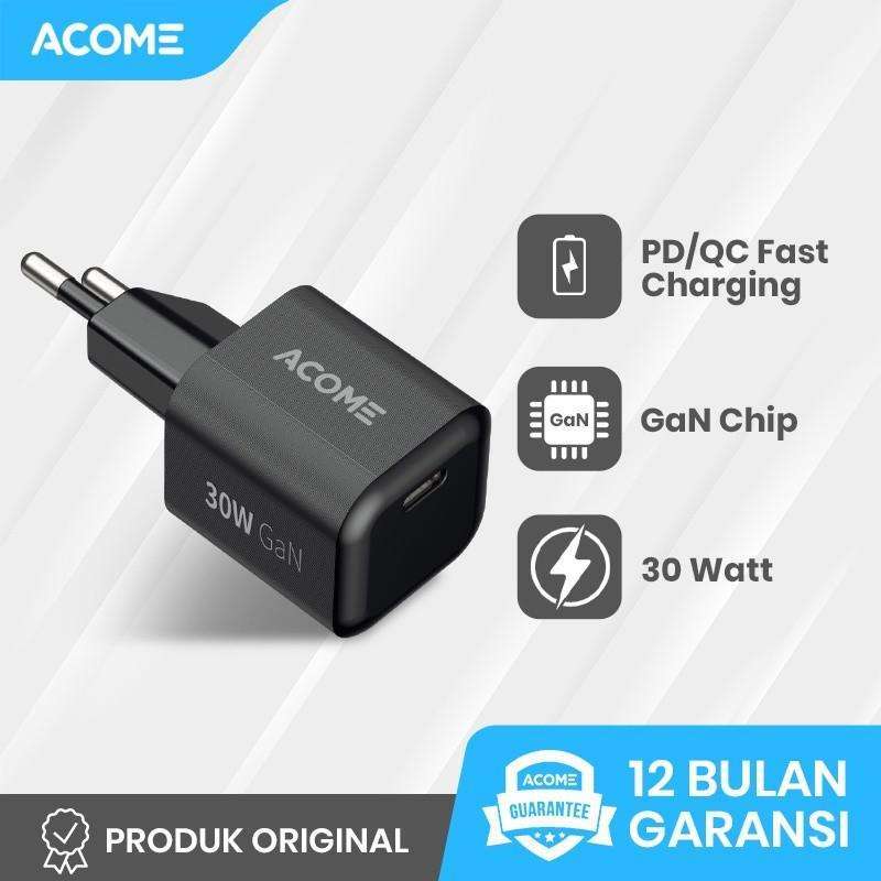 Jual ACOME ACG03 CHARGER GaN 30W Fast Charging QC 3.0 Support Laptop ...