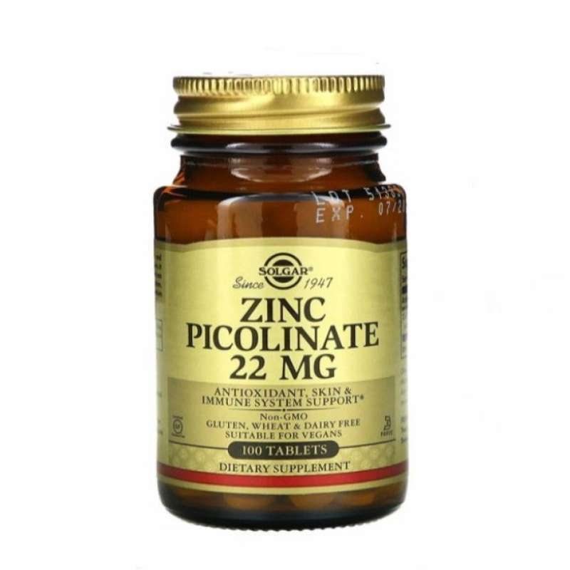 Promo solgar zinc picolinate 22mg antioxidant skin & immune 100.tablet ...