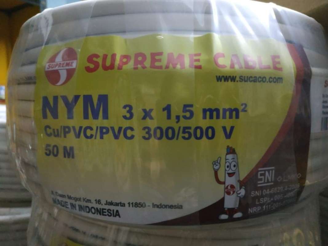 Jual KABEL LISTRIK MERK SUPREME NYM 3x1.5 / 3x1,5 PER ROLL / @ ROLL ...