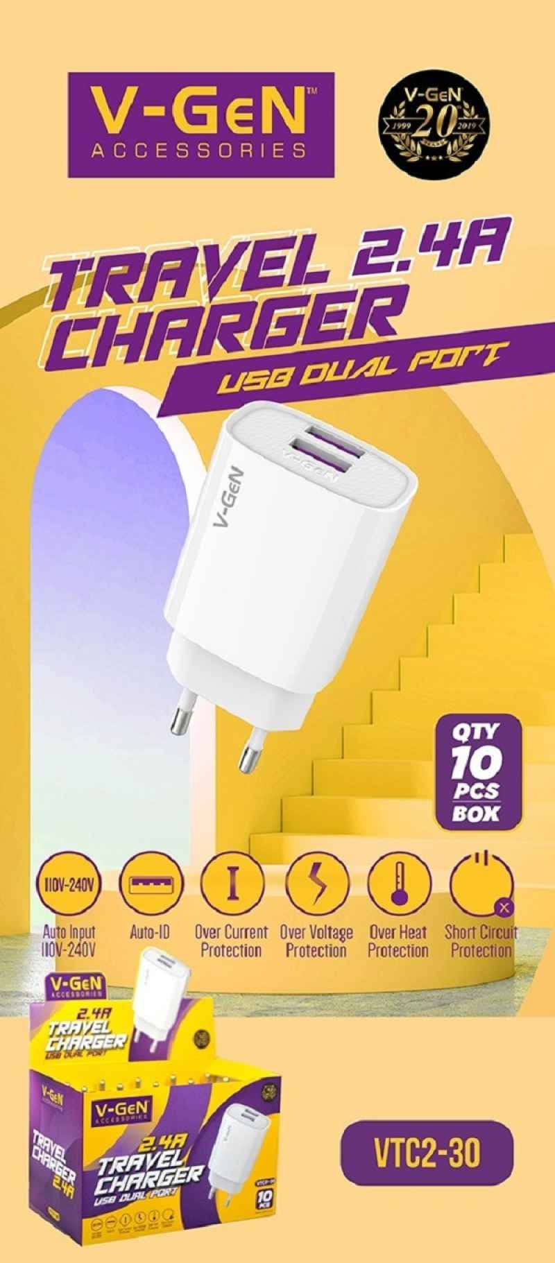 Jual Adaptor Charger V-gen Vtc2-30 2.4a Travel Charger Vgen 1 Box 10pcs ... Jual Adaptor Charger V-gen Vtc2-30 2.4a Travel Charger Vgen 1 Box 10pcs ...