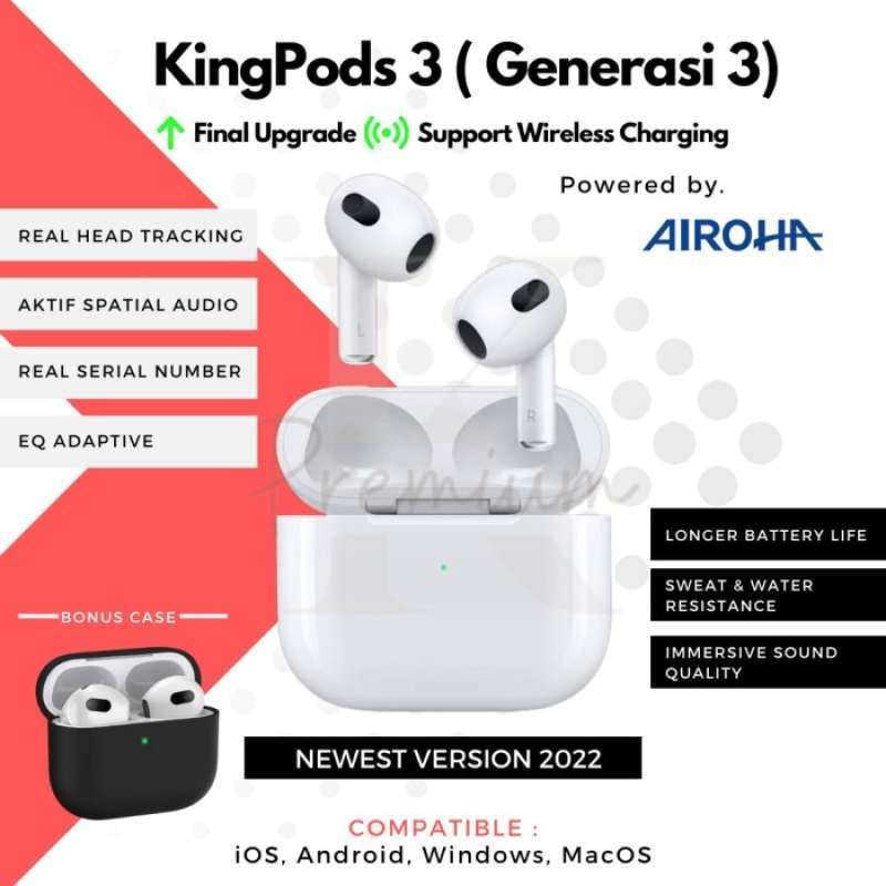 Promo KINGPODS GEN 3 SPATIAL AUDIO, HEAD TRACKING, SERIAL NUMBER AKTIF ...