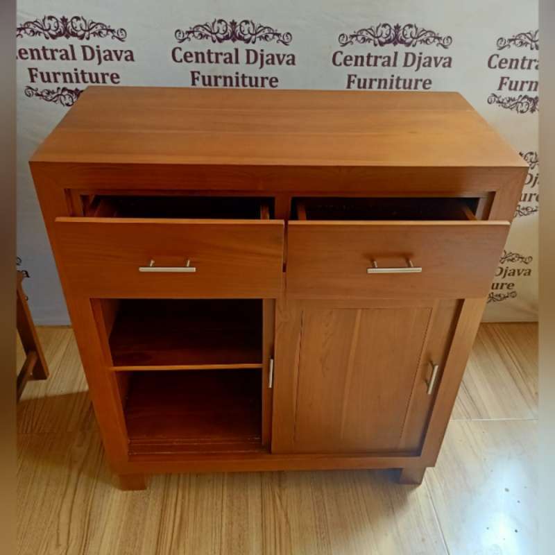 Jual Bufet Meja Dapur Kayu Jati Pintu Sliding Buffet Piring Lemari ...