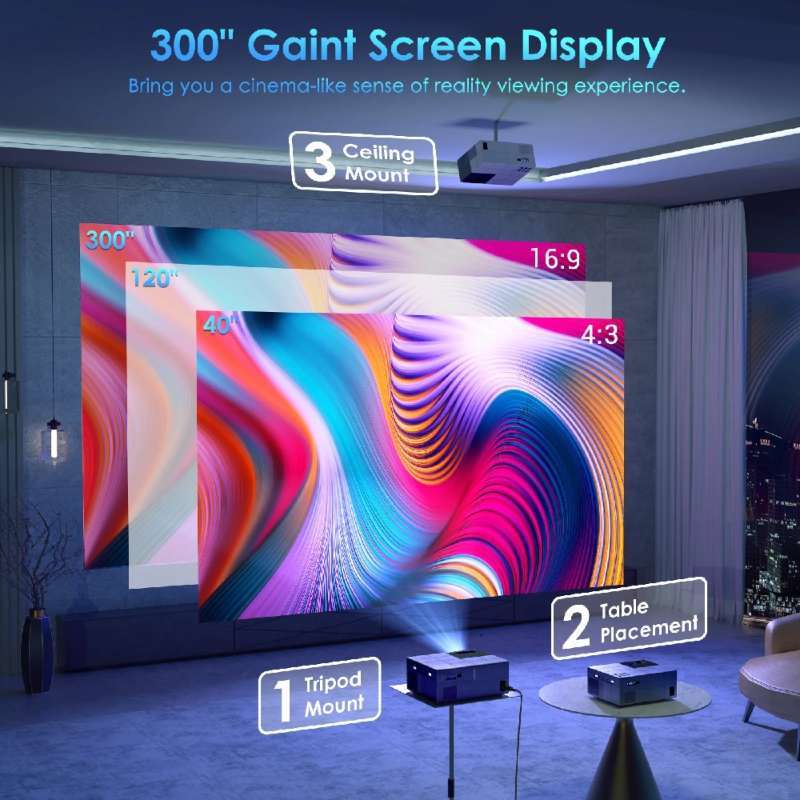 Jual Rockware Ps5s Wifi Full Hd 1080p Mini Home Projector 350 Ansi ...