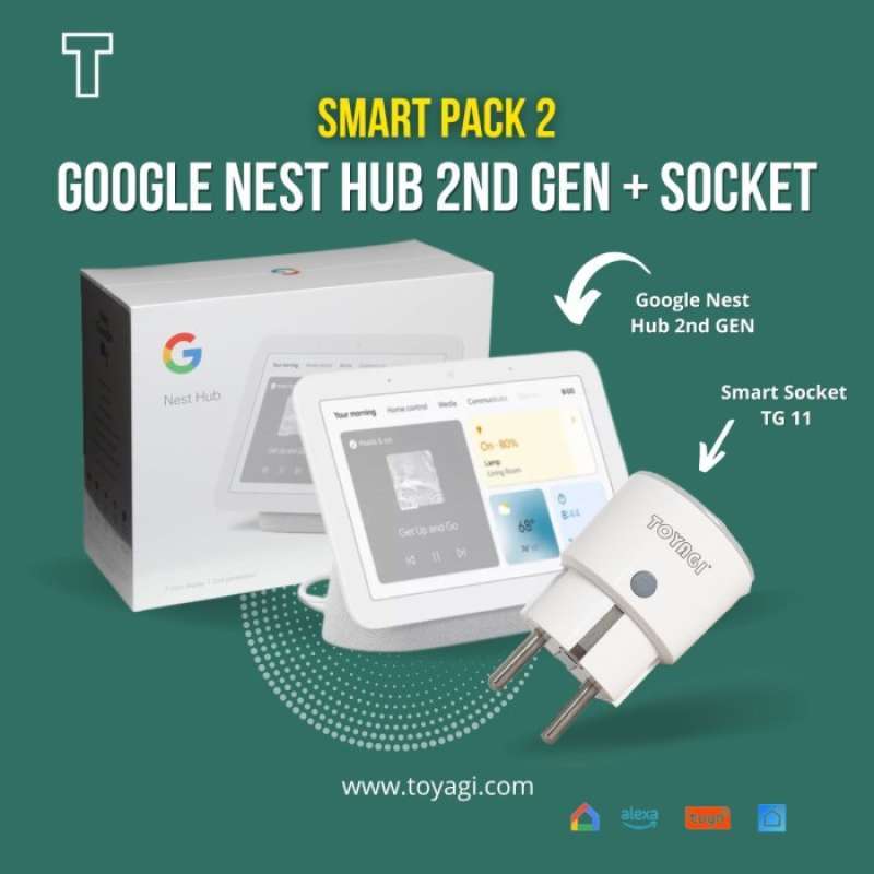 Jual Toyagi Smart Pack 2 - Smart Socket + Google Nest Hub 1st / 2nd Gen ...