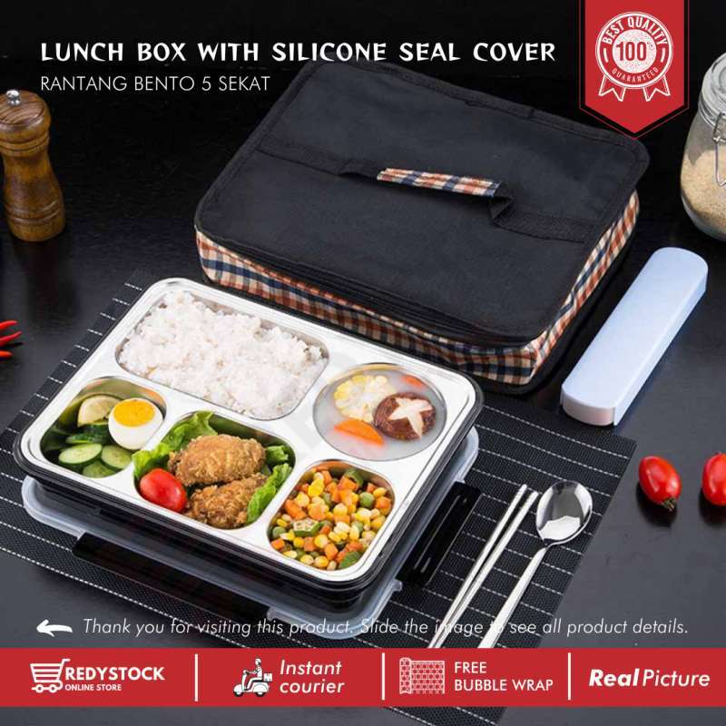 Jual Rantang Bento 5 Sekat | Lunch Box With Silicone Seal Cover Di ...