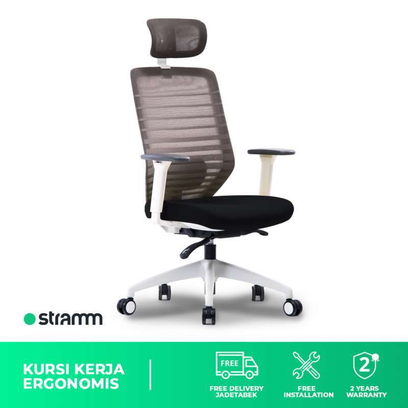 Promo Stramm Kursi Kerja Ergonomis Ramos I - - Grey On White Diskon 20% ...