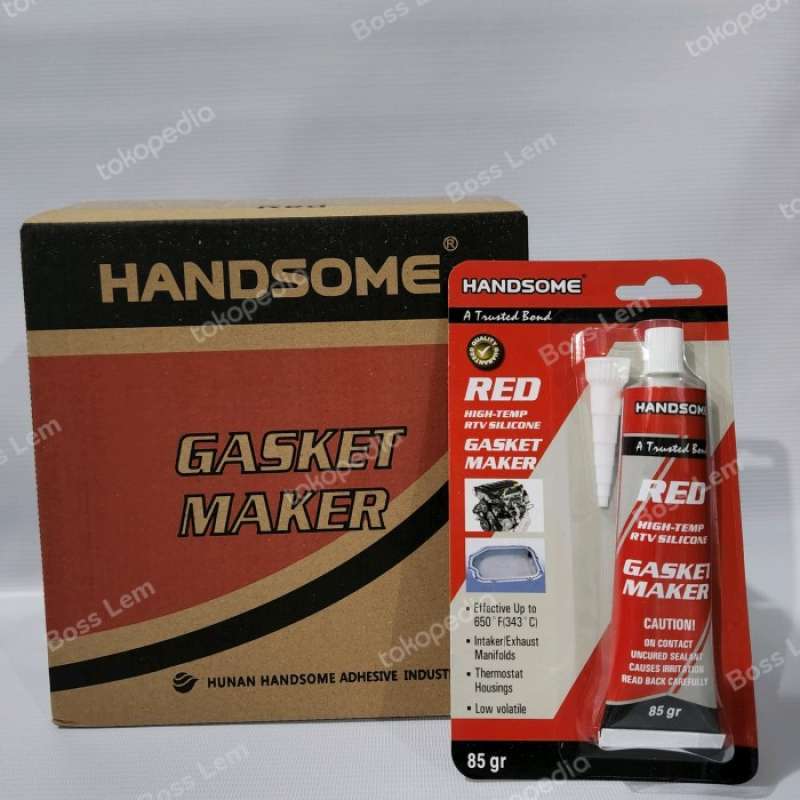 Promo Lem Red Silicone Sealant / Red Gasket Maker Handsome 85Gr (Isi 12 ...