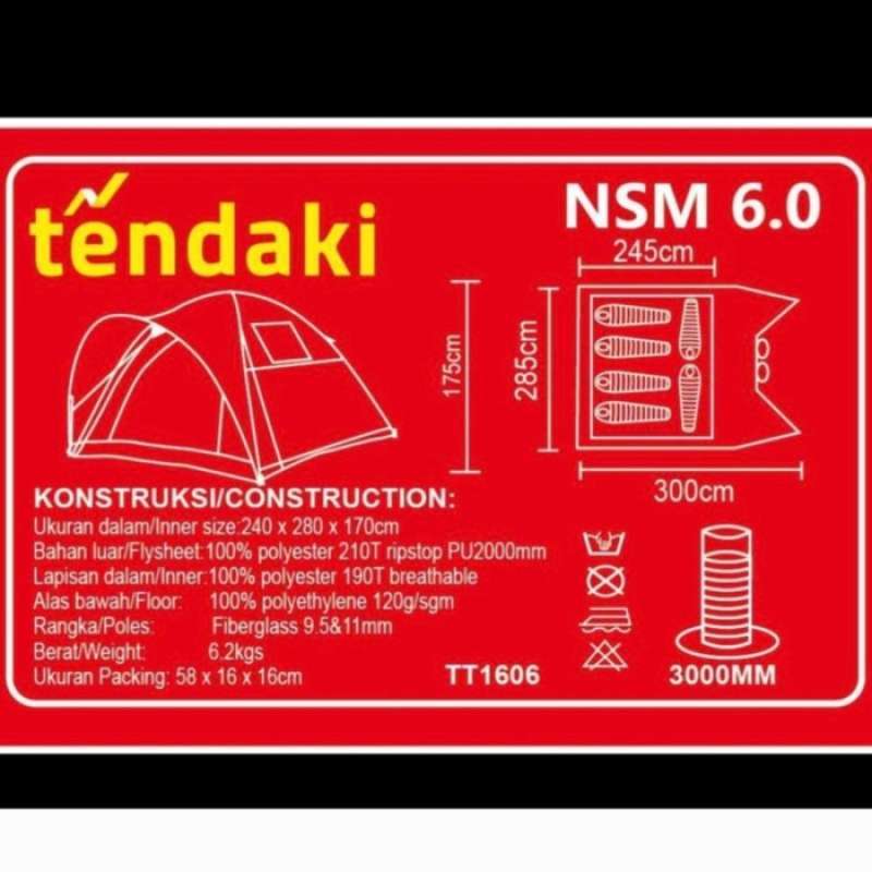 Jual Tendaki Moluccas 6 Pro Tenda Camping Keluarga Family Dome 6p Orang ...