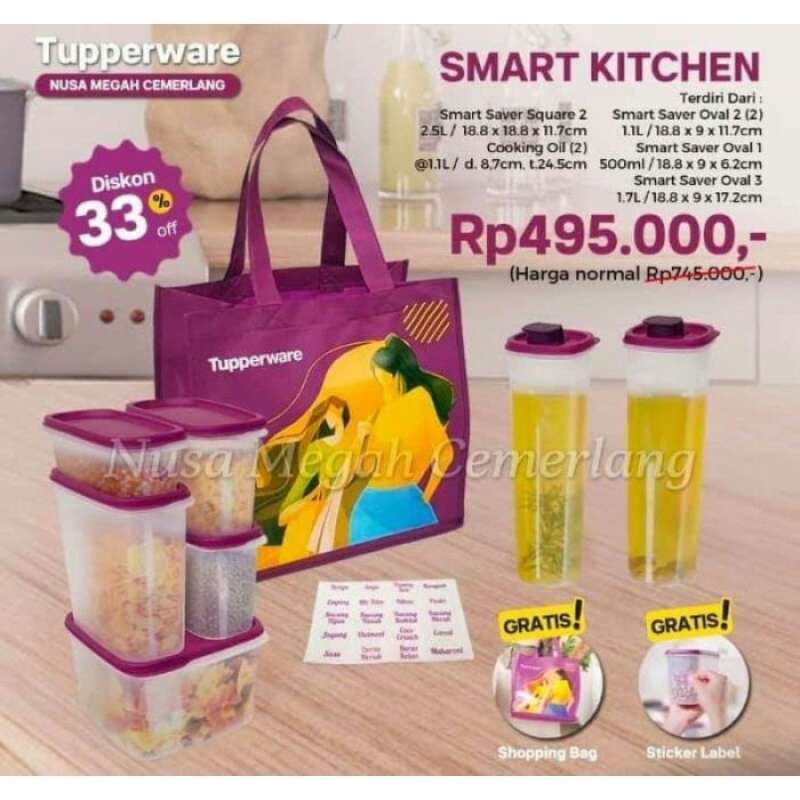 Promo Tupperware Smart Kitchen / Tempat Penyimpanan Bumbu Set With Bag ...