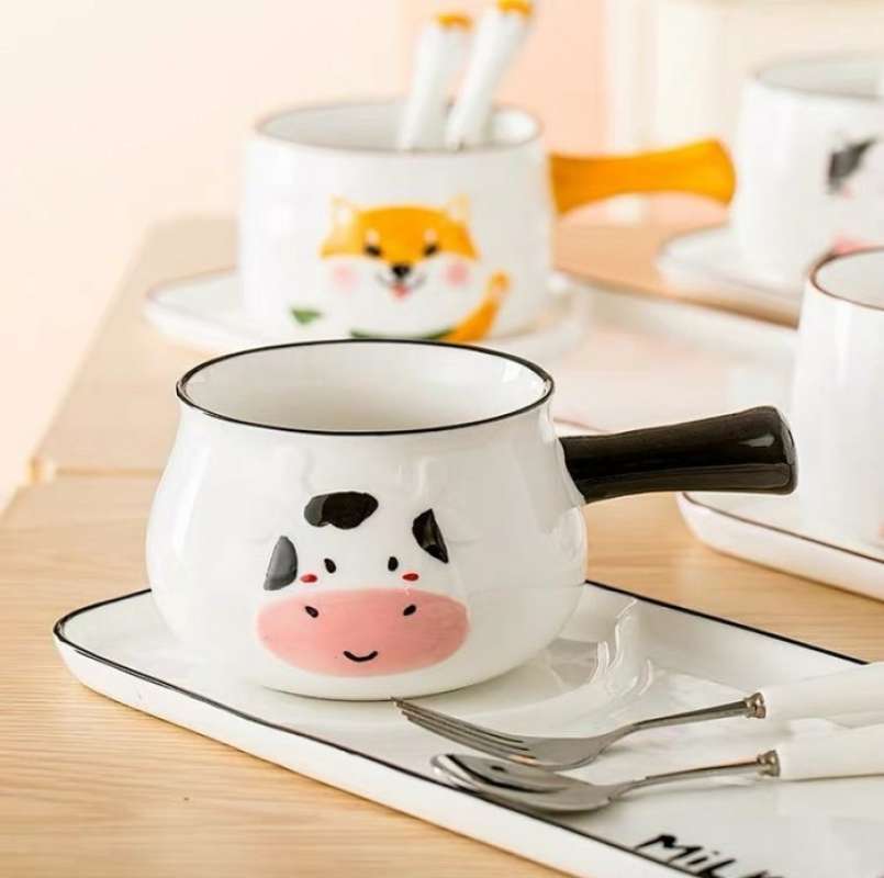 Promo Mangkok Keramik Motif Kucing Dan Sapi/Cat Lovers/Moolovers Diskon ...