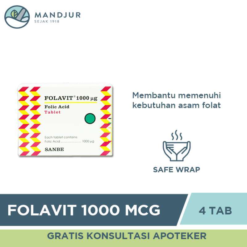 Jual Folavit 1000 Mcg Strip 4 Tablet - Suplemen Asam Folat Ibu Hamil di ...
