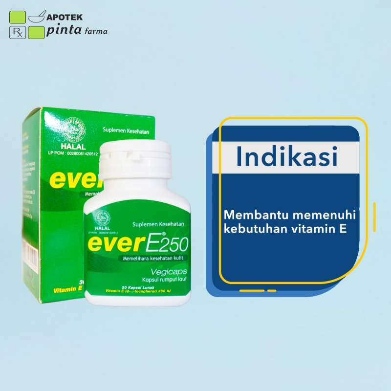 Jual Vitamin kulit dan kesuburan Ever E 250 Botol Isi 30 kapsul di ...