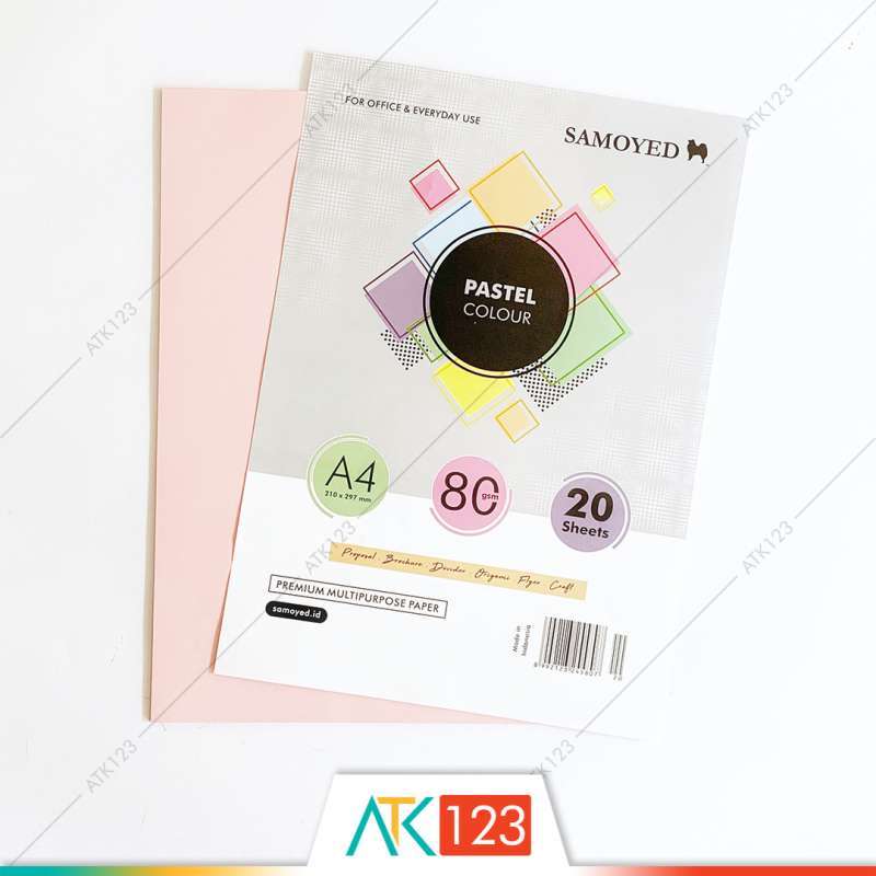 Jual Kertas HVS Warna Pastel A4 80 gsm isi 20 Lembar - Samoyed - Pink ...