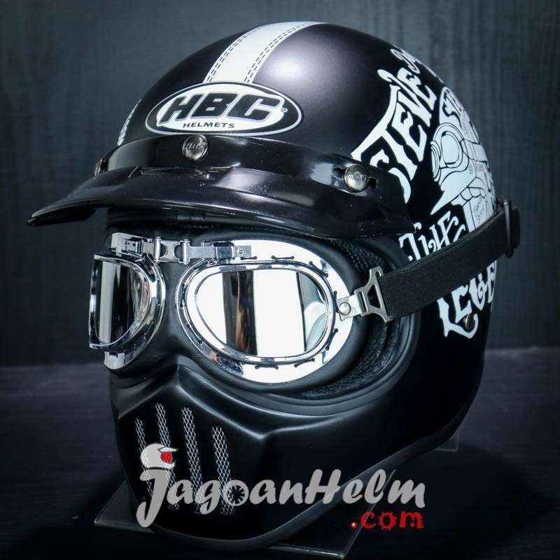 Jual HBC HELM CAKIL STEVE LEGEND | BLACK DOFF | CLASSIC RETRO - Black ...