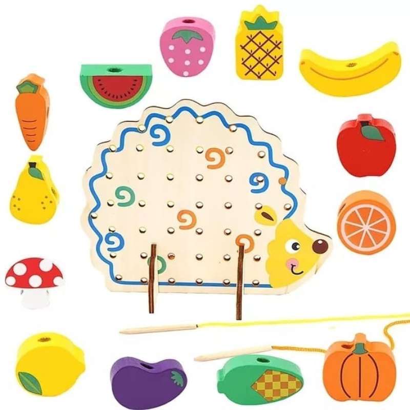 Jual Mainan Edukasi Anak Meronce-Merangkai Buah HEDGEHOG FRUIT STRING ...