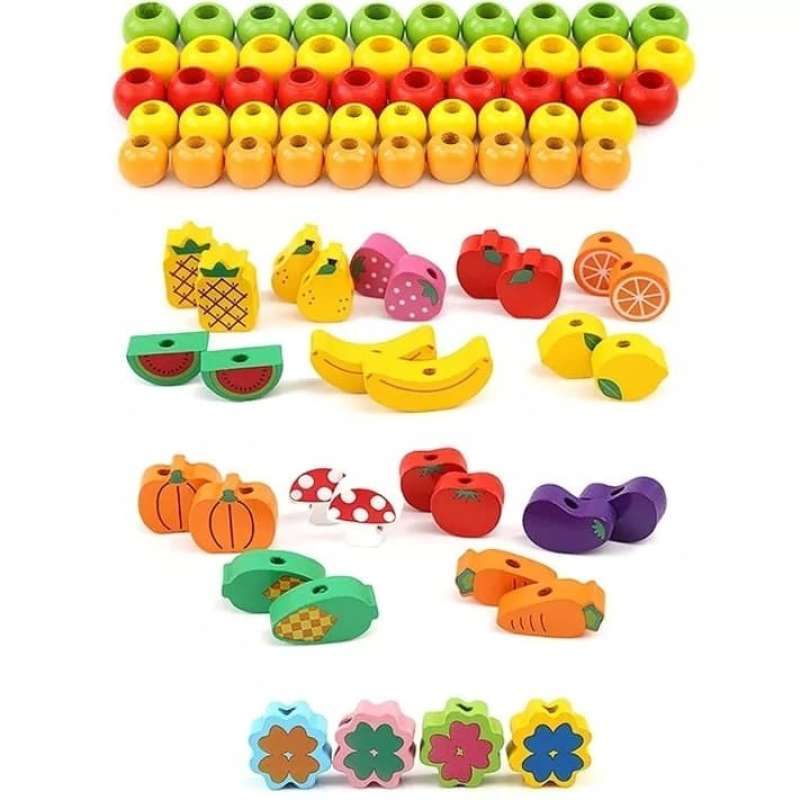 Jual Mainan Edukasi Anak Meronce-Merangkai Buah HEDGEHOG FRUIT STRING ...