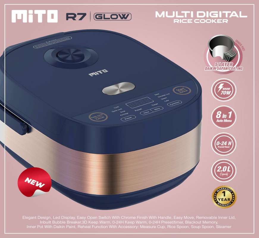 Promo Mito Multi Digital Rice Cooker R7 2 Liter 8 In 1 - Glow Edition ...