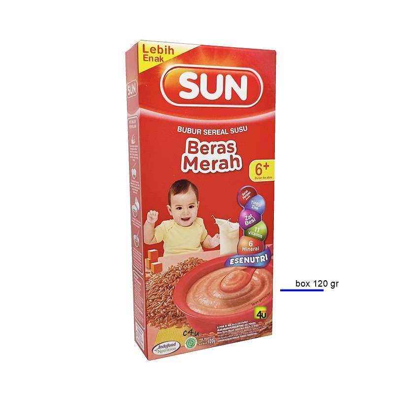 Jual SUN Bubur Susu Sereal BERAS MERAH - Kemasan BOX 120g di Seller ...