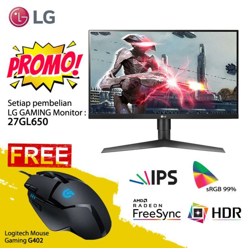 Jual LG 27GL650F IPS Full HD Gaming Monitor -FREE MOUSE LOGITECH di ...