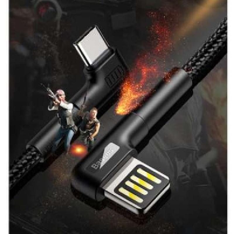 Promo LIMITED EDITION BASEUS DOUBLE BEND ELBOW LED CABLE USB TYPE C 2M ...