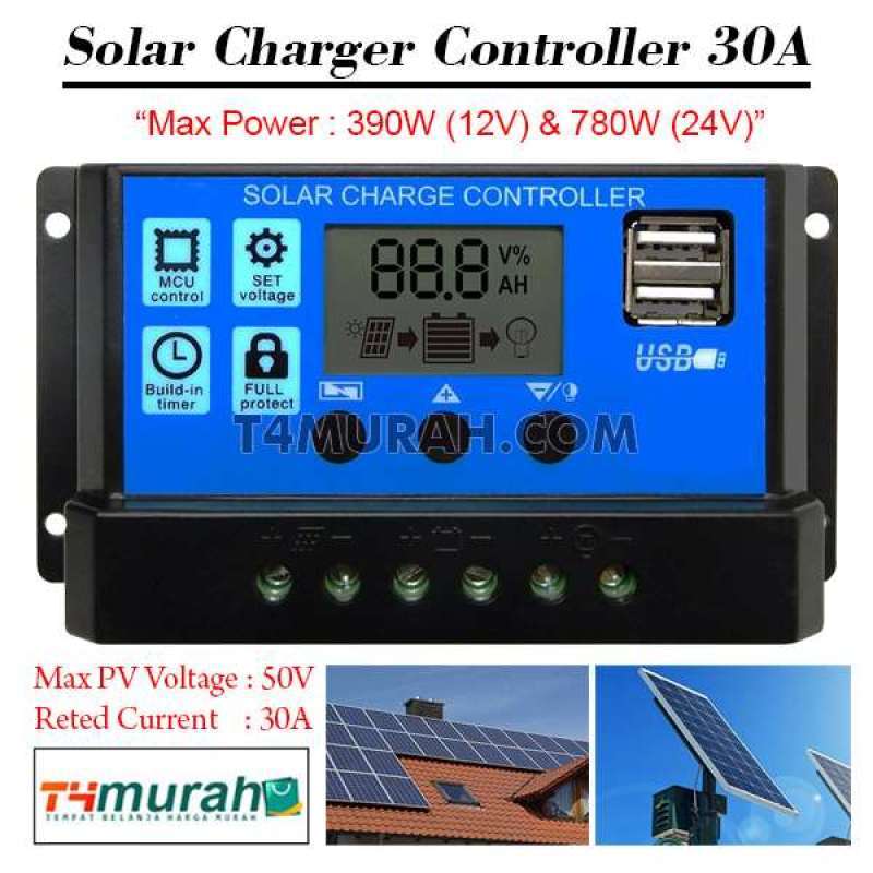 Jual Solar Charger Controller 30A Panel Surya Charger 12-24V LED ...
