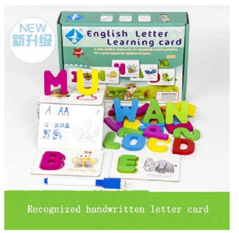 Jual English letters wooden with wipe clean cards - mainan edukasi anak ...
