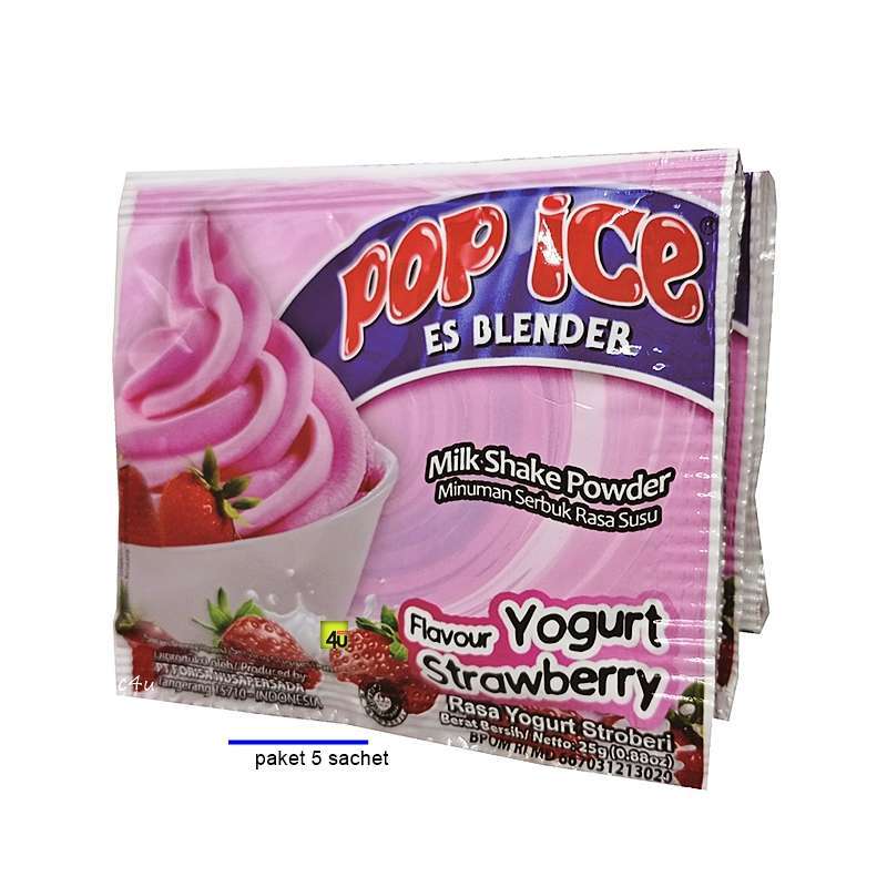 Jual POP ICE - Milk Shake Powder Rasa YOGURT STRAWBERRY - PAKET 5 ...