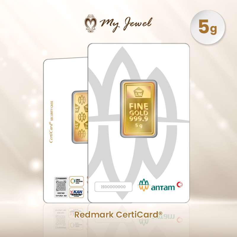 Jual Antam Logam Mulia Keping Emas [5 G/ 999.9‰ Fine Gold Certificate ...