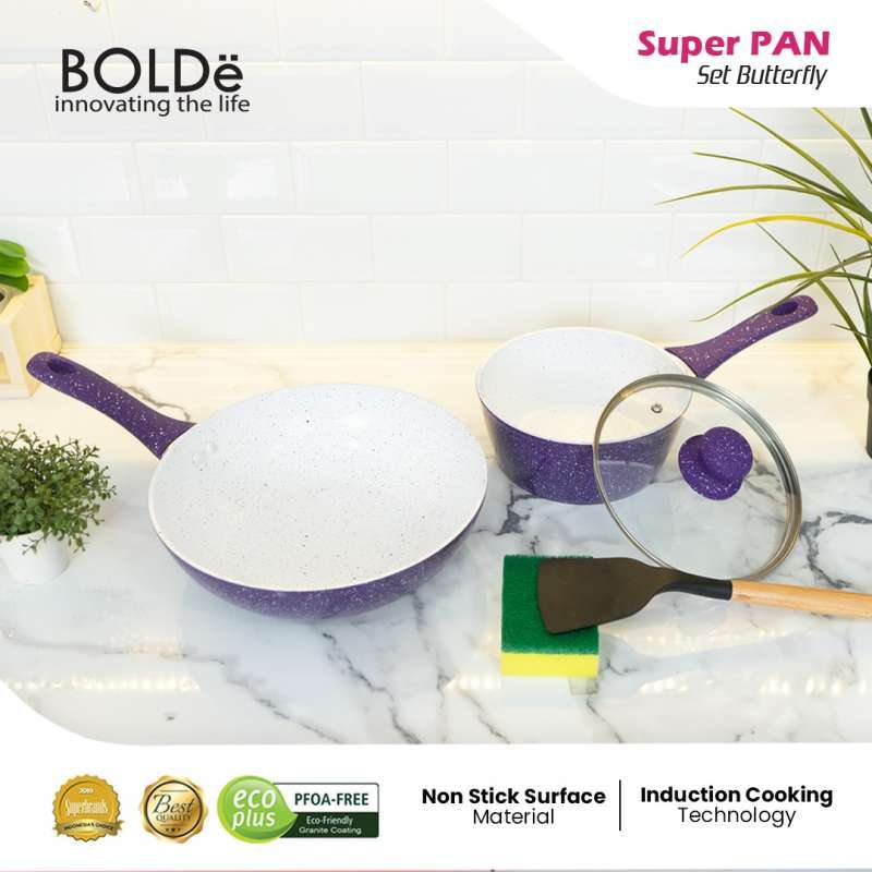 Promo Bolde Super Pan Granite Set Peralatan Masak - Purple [5 Pcs ...