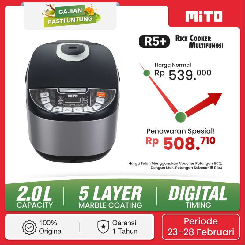 Jual MITO R5+ NEW DIGITAL RICE COOKER BLACK SILVER - Silver di Seller ...