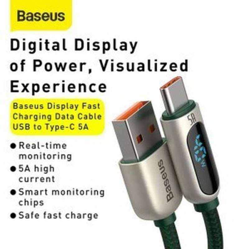 Promo Baseus Cable LED Display USB To Type-C Kabel Data Fast Charging ...