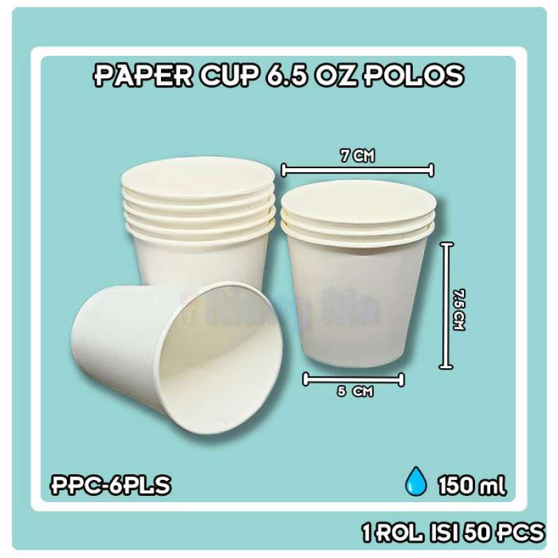 Promo PAPER CUP MOTIF POLOS 6.5 OZ - ISI 50 PCS GELAS KERTAS KOPI PANAS Diskon 25% di Seller ...