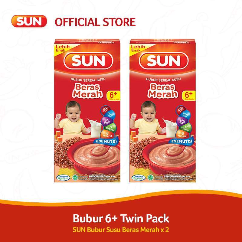 Promo SUN Bubur Sereal Susu Beras Merah [120 g] - 2 Pcs Diskon 23% di ...