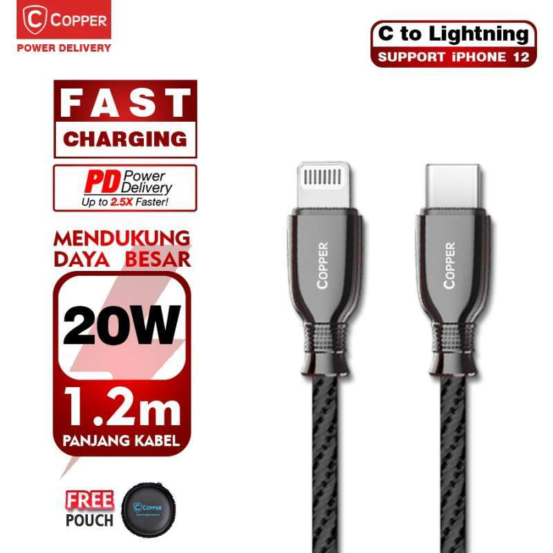 Promo COPPER Kabel Data PD Type C to Lightning 18 Watt Fast Charging ...
