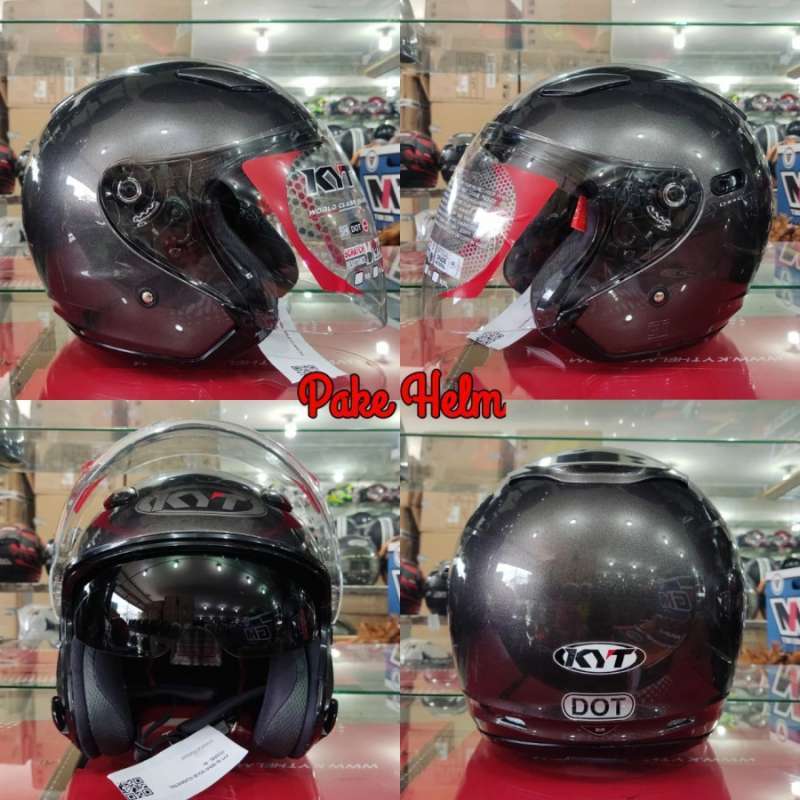 Jual HELM KYT DJ MAXI GUN METAL ABU TUA HALF FACE DOUBLE VISOR DJMAXI ...