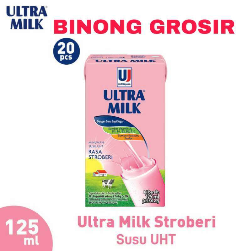 Jual [BIG] Ultra Milk Susu UHT Stroberi 1/2 Dus [20 pcs x 125 mL] EXP ...