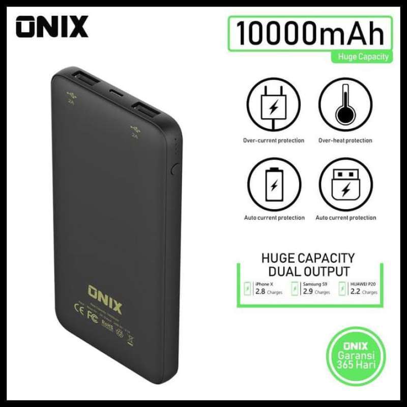 Jual Onix Powerbank Boston -Real 10000mAh Dual Output USB & Micro Input ...