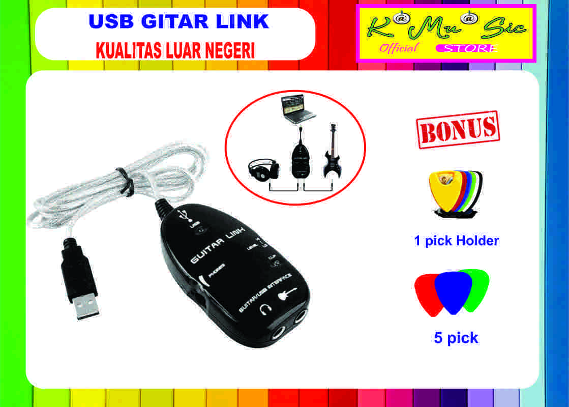 Jual USB gitar link penghubung gitar ke hp dan laptop free picks and ...