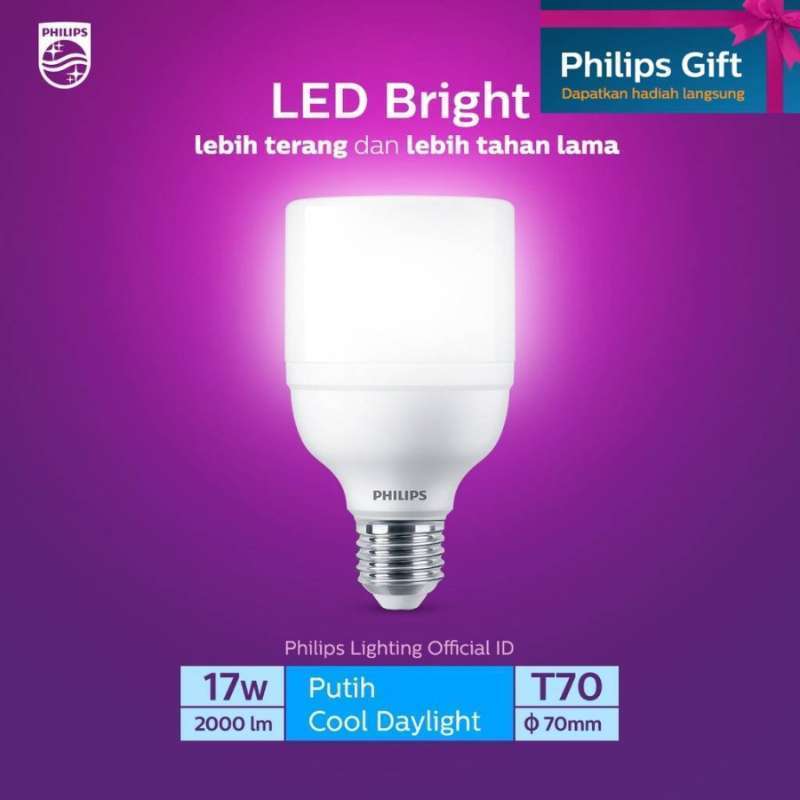 Jual PHILIPS LED Bright Bohlam Lampu - Cool Daylight/ Putih [17W/ E27/ 6500K] di Seller Kopo ...