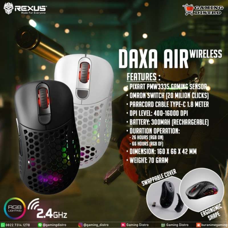Jual Mouse Gaming Rexus Daxa Air Wireless - Rexus Daxa Air RGB Wireless ...