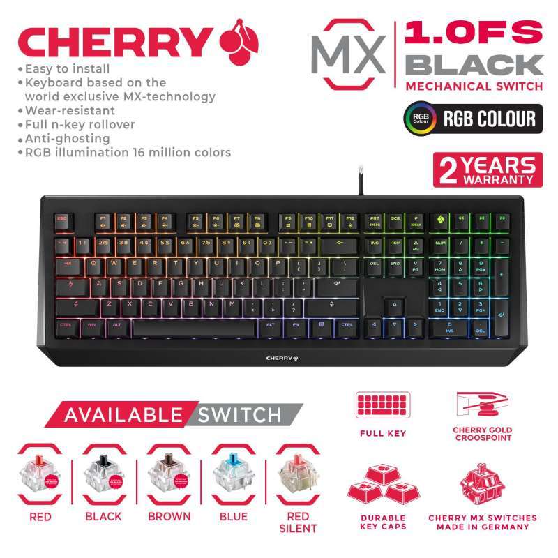 Jual Cherry Mx Mechanical Gaming Keyboard Full Size - Mx 1.0 Fs Rgb ...