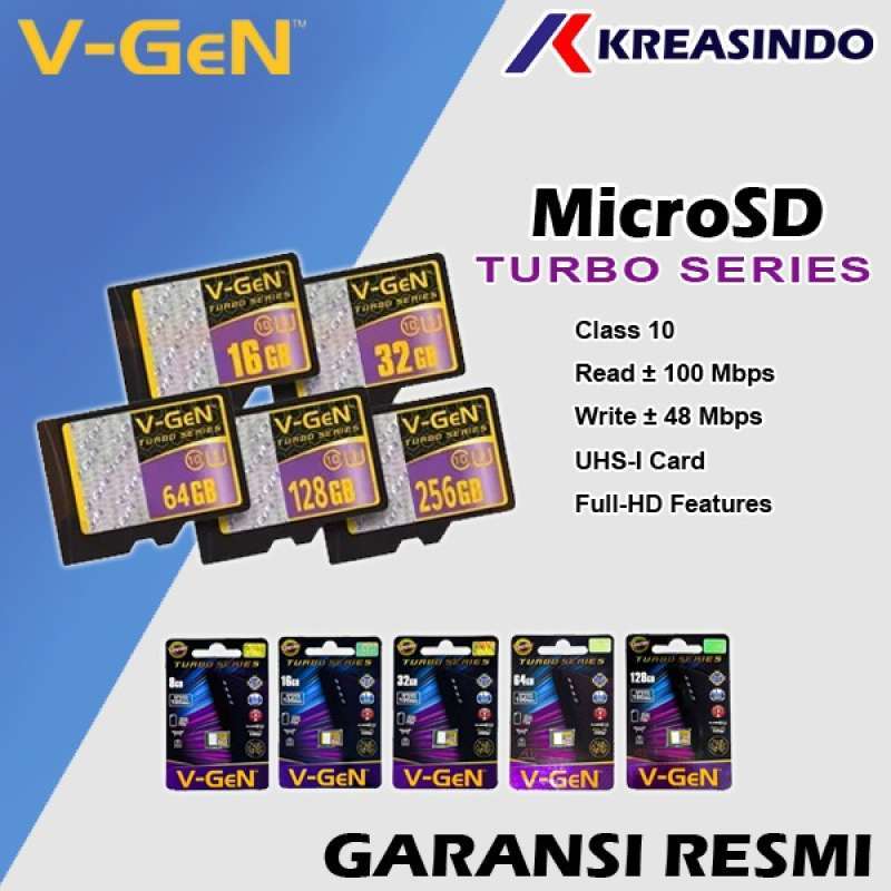 Jual V-gen Micro SD Vgen 16gb 32gb 64gb 128gb 256gb Class 10 TURBO ...
